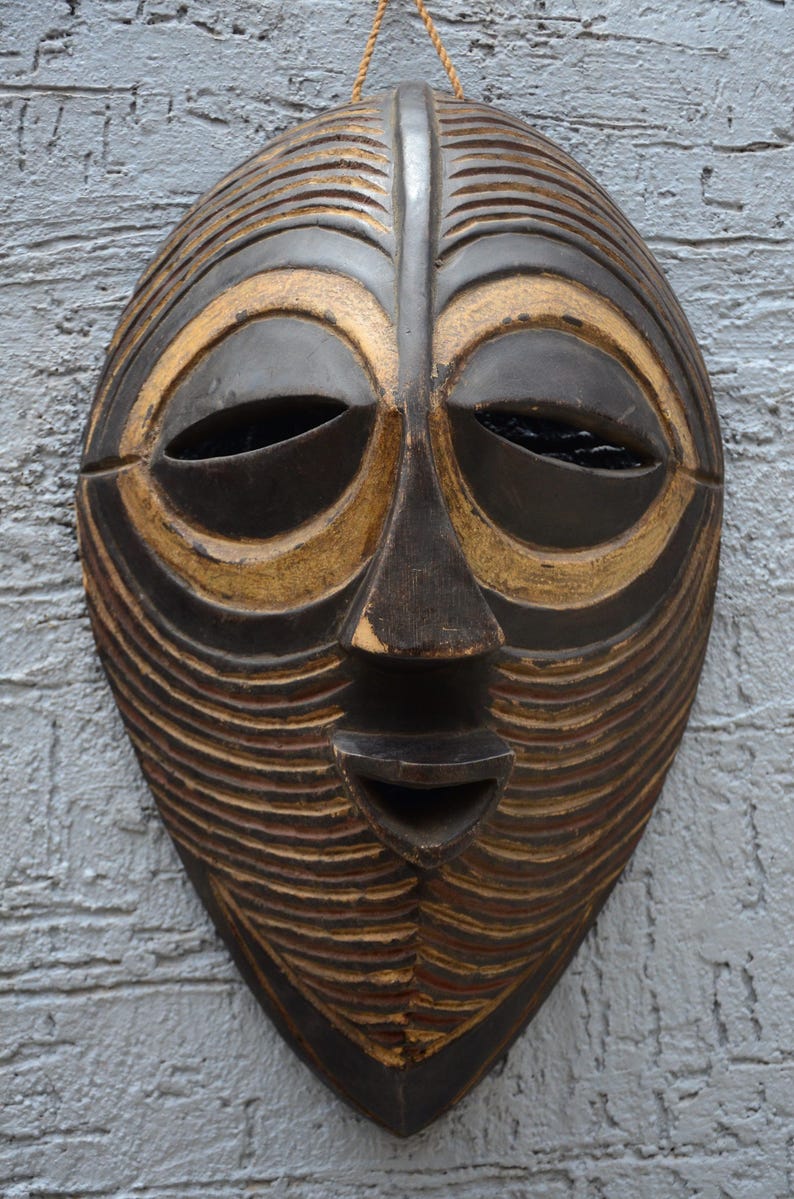 Hand Carved Kifwebe Mask – Songye Luba Wood Tribal Wall Art, Congo ...