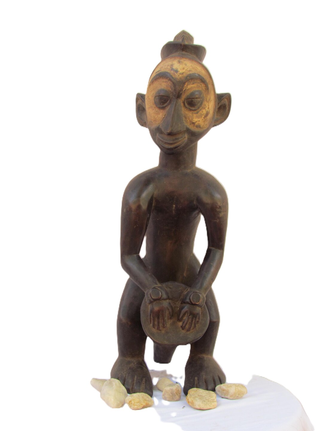 Primitive Suku Tribe Statue, Antique Wood Art Carving Vintage Congolese ...