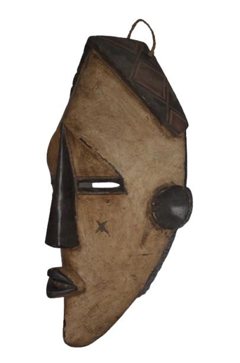 Tribal Wall Decor African Lwalwa Mask Hand Carved Wood Art Modern ...