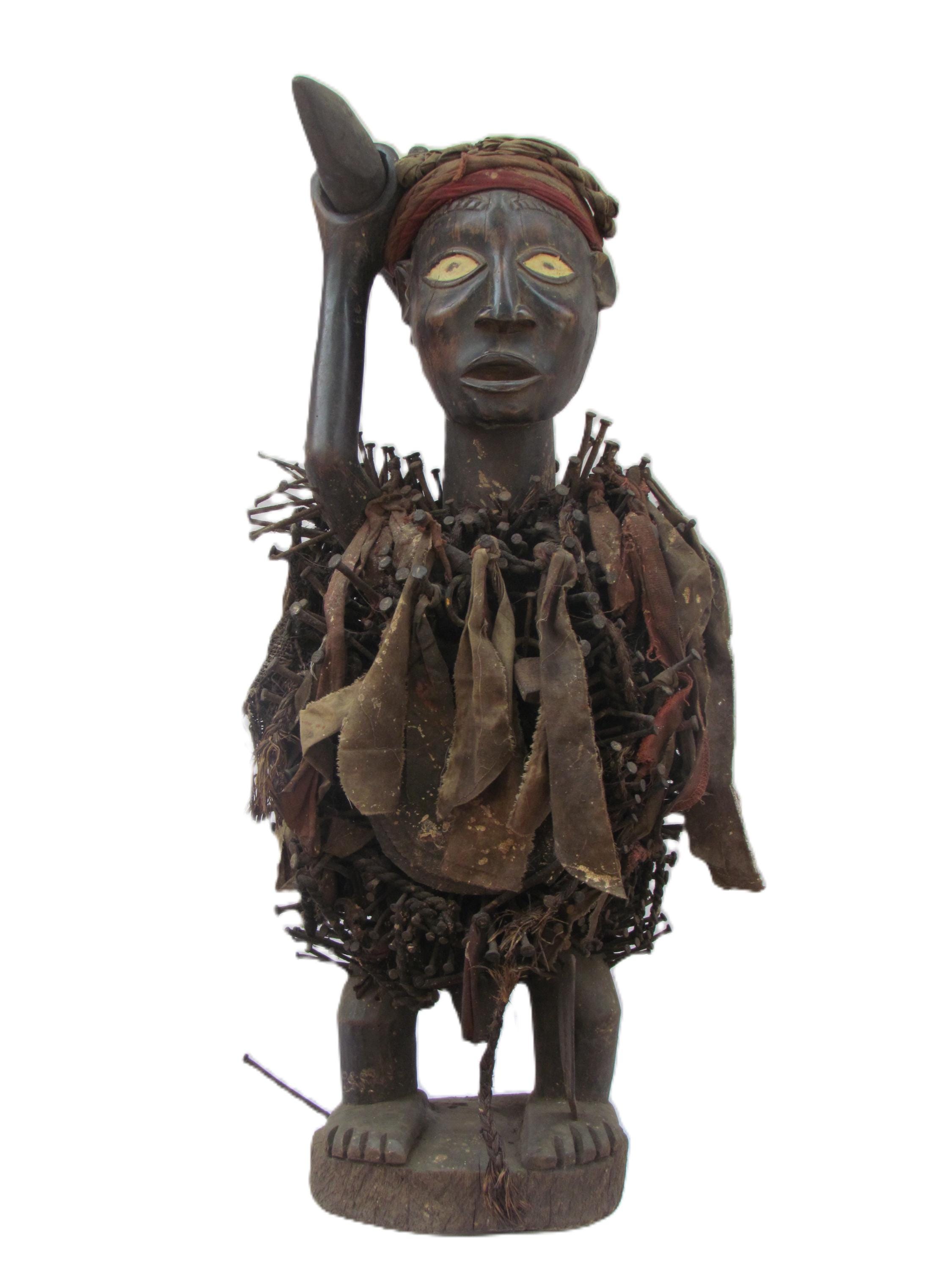 Large Antique African Bakongo Nkisi Nkondi Statue Nail Fetish Congo ...