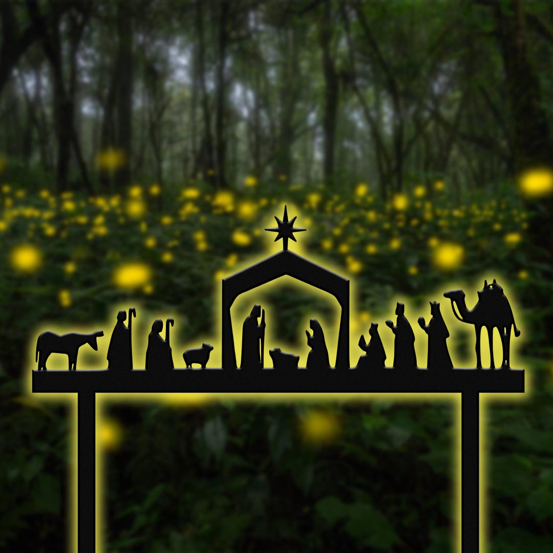 Nativity Scene Sign, Outdoor Christmas Garden Sign, Nativity Art ...