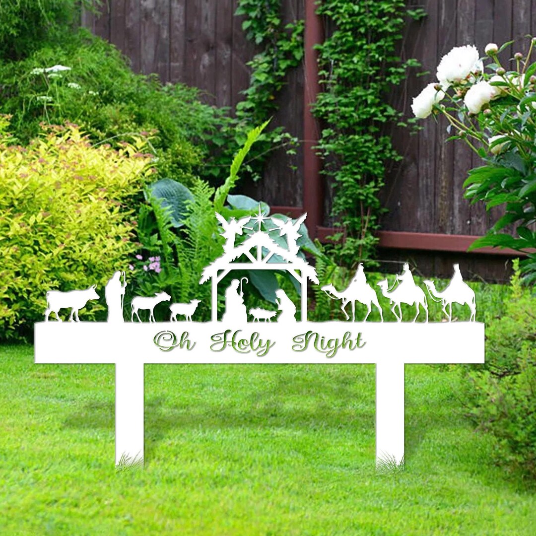 Nativity Scene Metal Garden Stake Outdoor Christmas Garden Sign ...