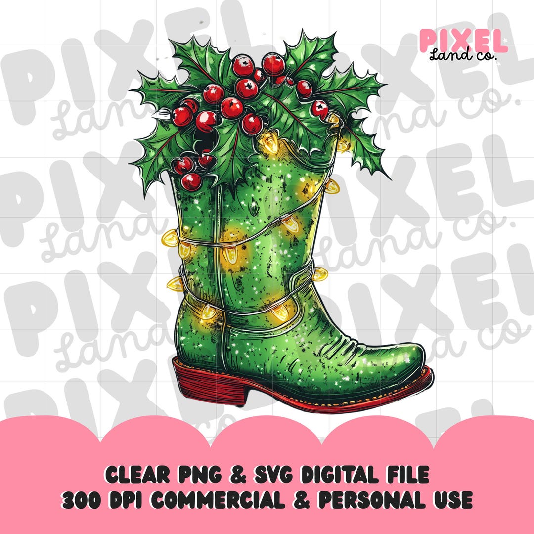 Christmas Boots Coquette, Christmas Png, Green Christmas, Retro Santa ...