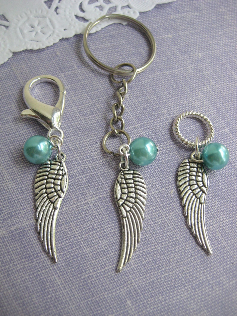 Angel Wing Purse Charm Keychain Glass Pearl. Choose ONE. - Etsy