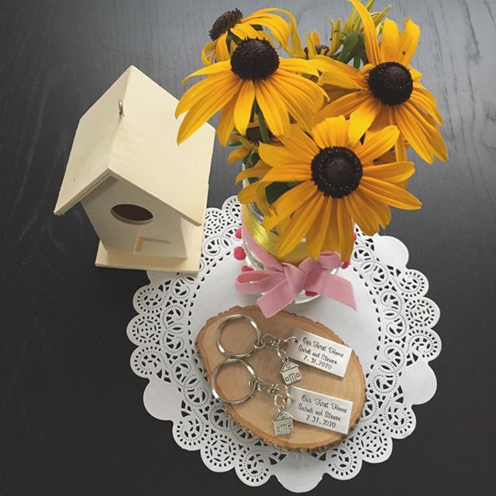 SET of TWO New Home Keychains Handstamped Keychains House - Etsy