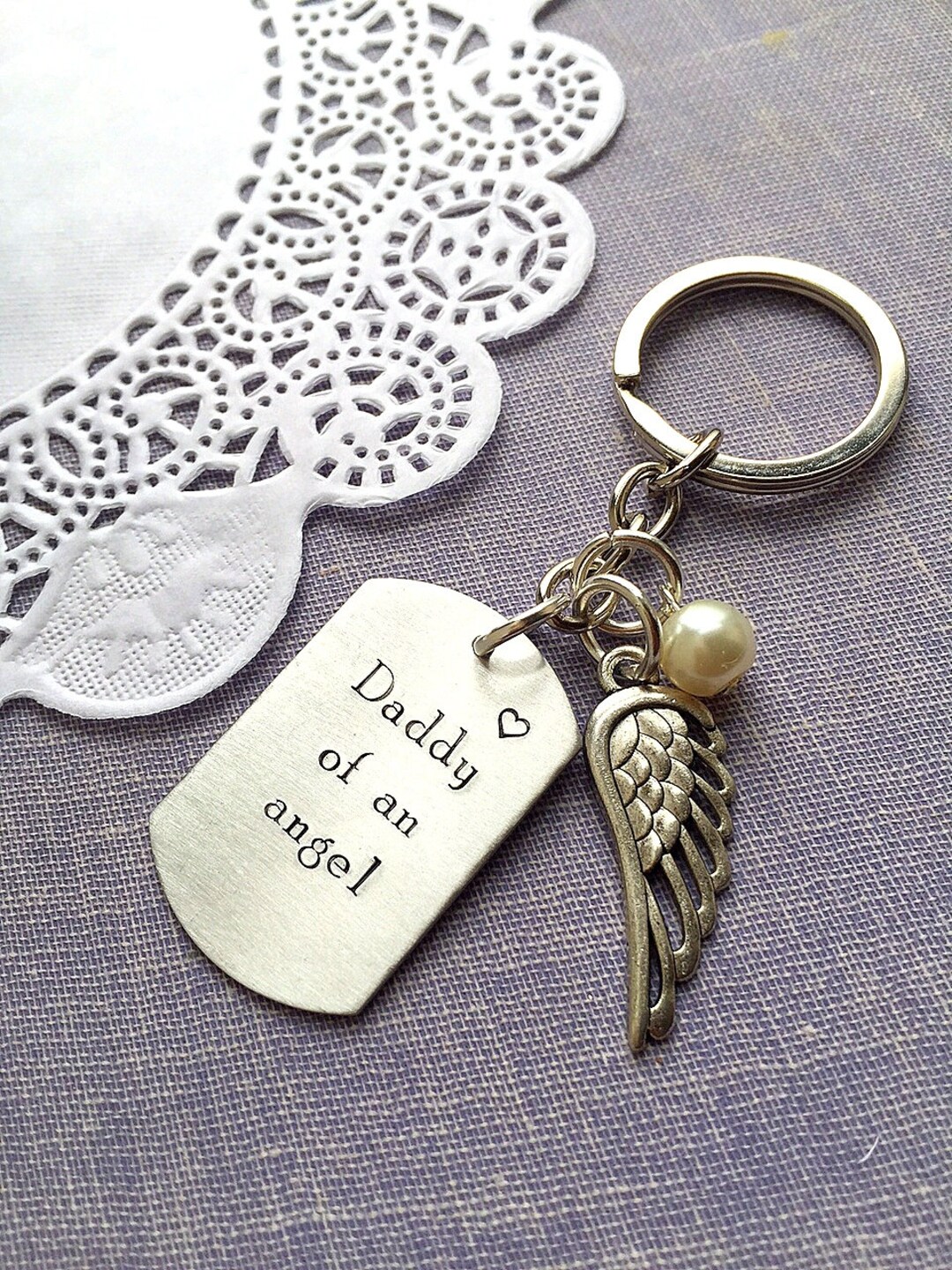 Daddy of an Angel Keychain, Block Lettering, Angel Baby Keychain, Angel ...