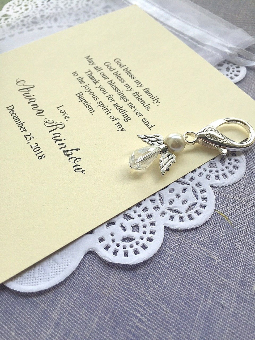 Baptism Favor, Baptism Charm, SET of TEN, Including Cards, Baptism ...