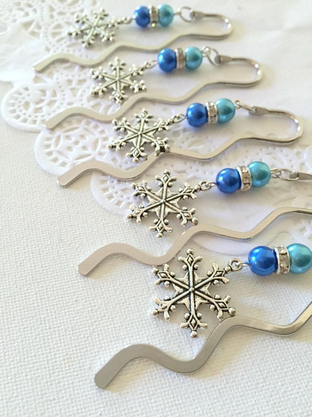 Snowflake Bookmark, Beaded Bookmark, Pearl, Teacher, Reader, Book Club ...