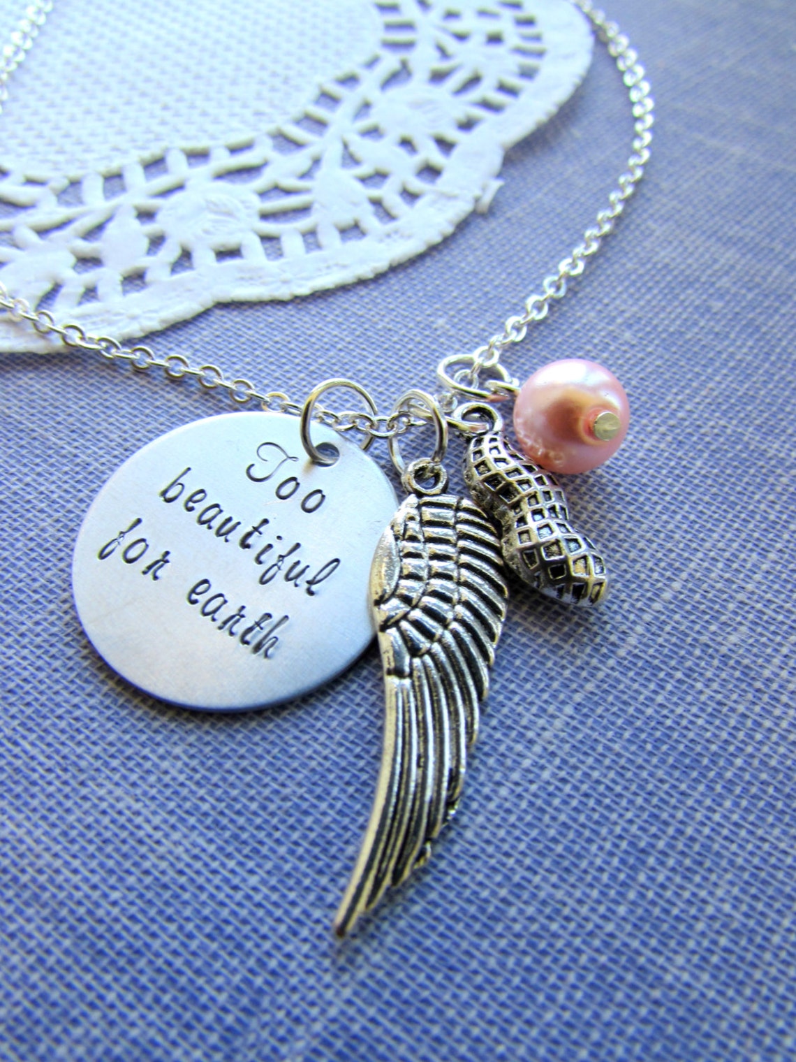 Too Beautiful for Earth Angel Wing Peanut Birthmonth Pearl - Etsy