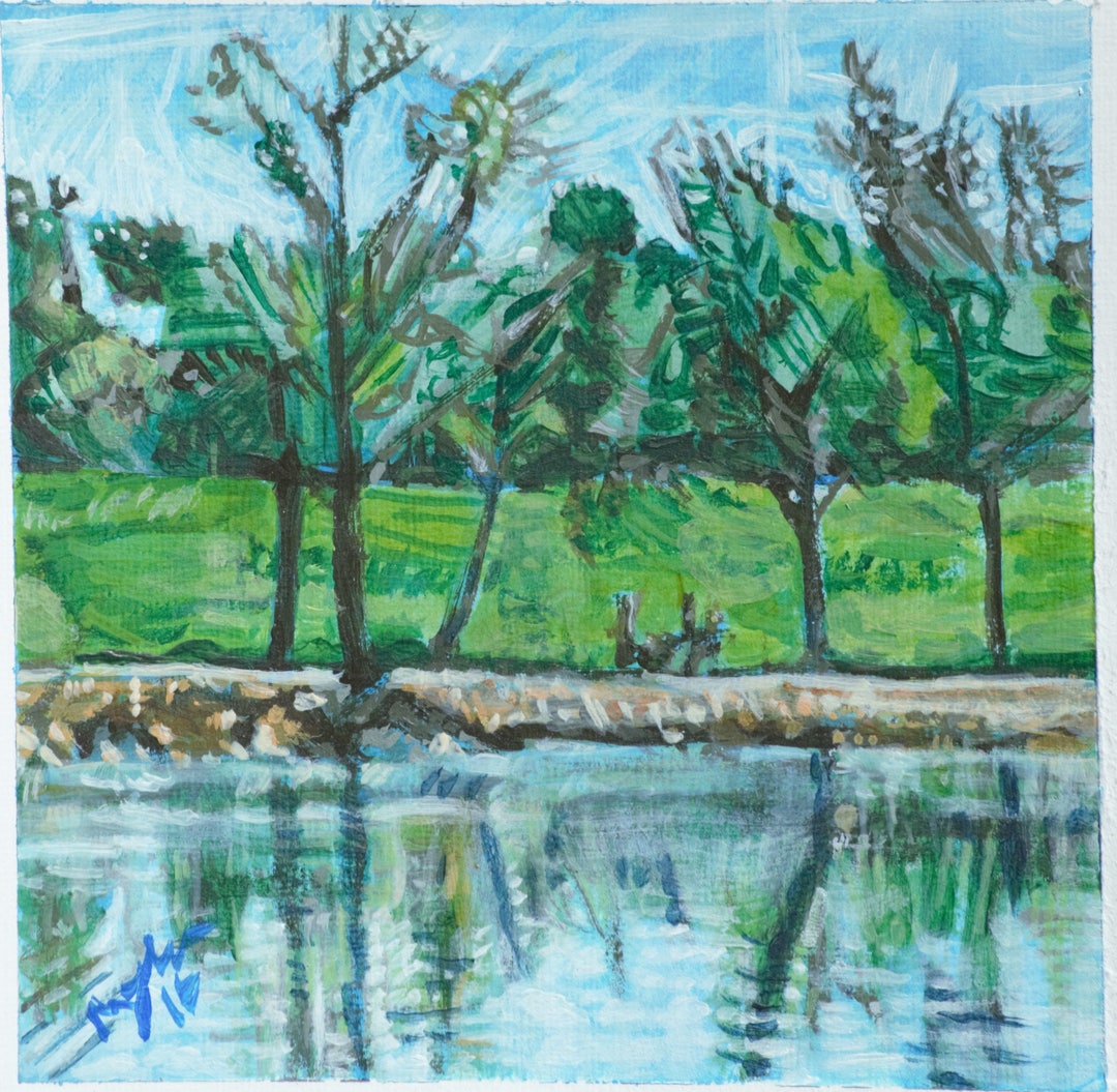 Lake Side Path- Acrylic Painting - Etsy