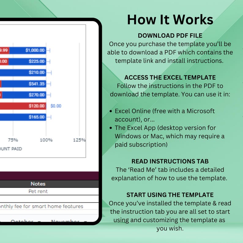 Monthly Budget Spreadsheet | Bill Payment Tracker Excel (digital ...