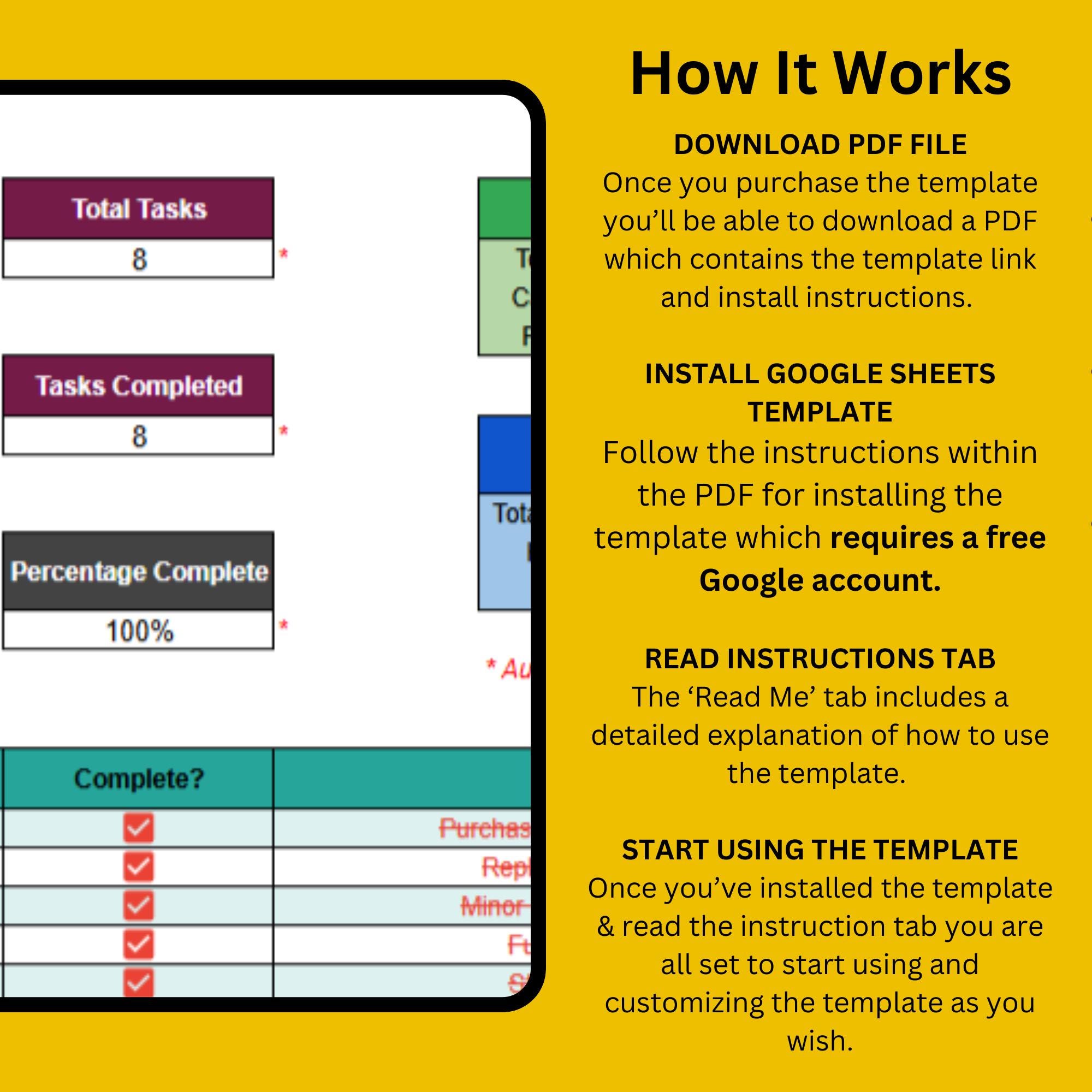 Car Flipping Google Sheets Template | Vehicle Sales and Tasks Tracker ...