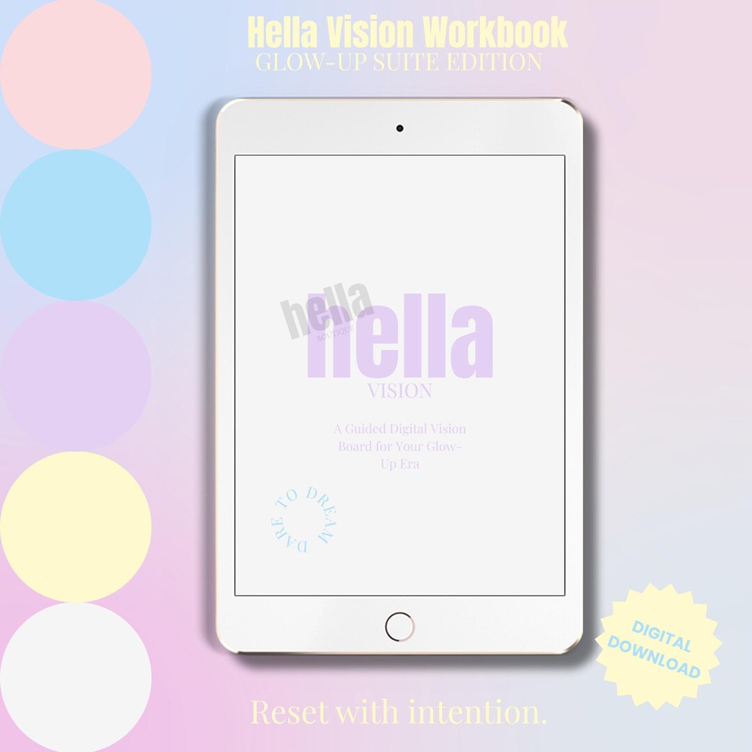 Hella Vision Workbook | Digital Vision Board Planner - Wellness Tracker ...