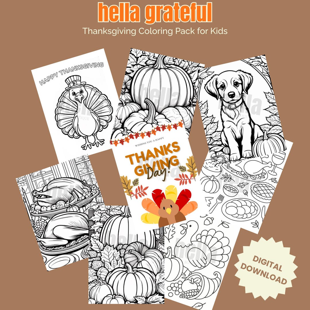Thanksgiving Coloring Pages | Kids' Activity Pack (digital Download) - Etsy