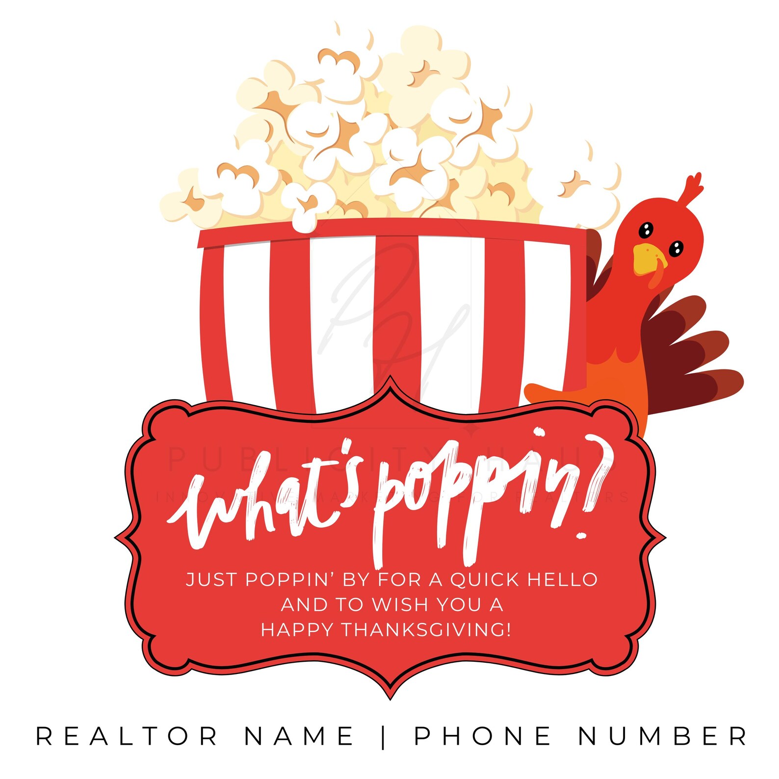 Thanksgiving Pop-by Tag - 4x4 Pop by Popcorn Tags for Realtors - Etsy
