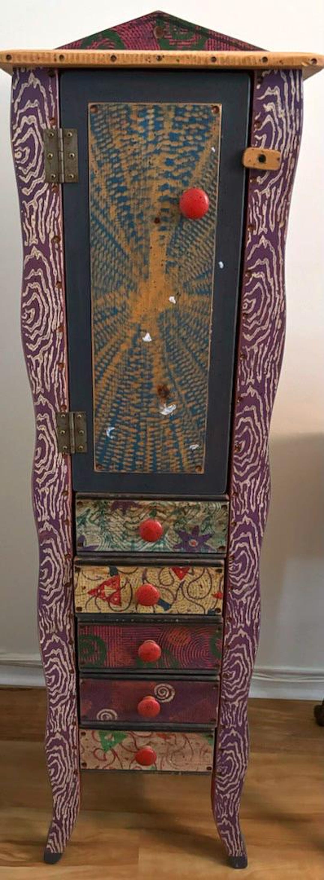 Contemporary Folk Art Floor-standing Jewelry Chest by Shoestring ...