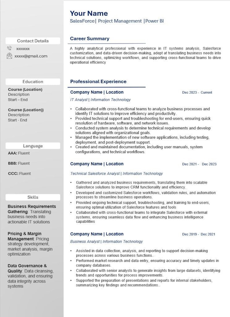 Resume Template / CV Model - Etsy