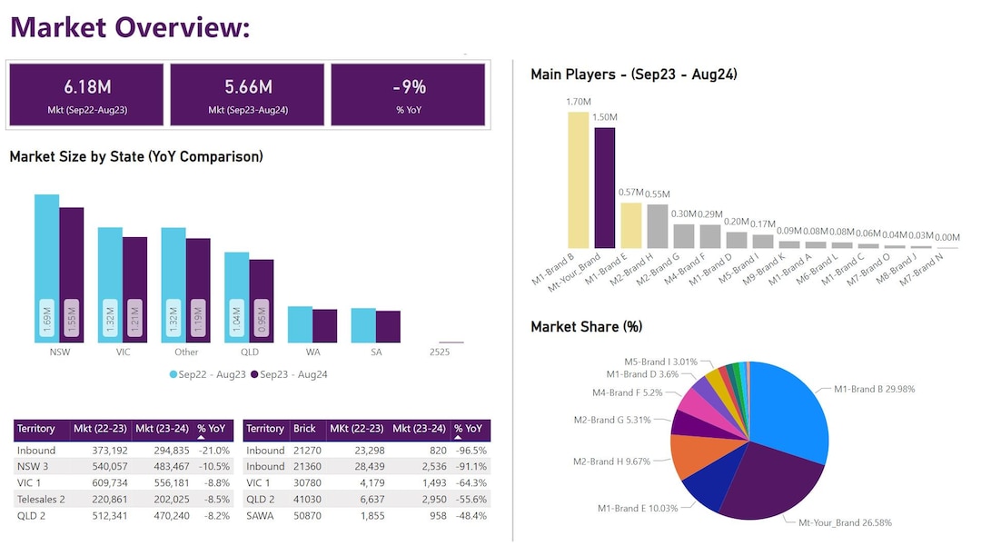 Professional Power BI Market Share Dashboard Template Includes Sample ...