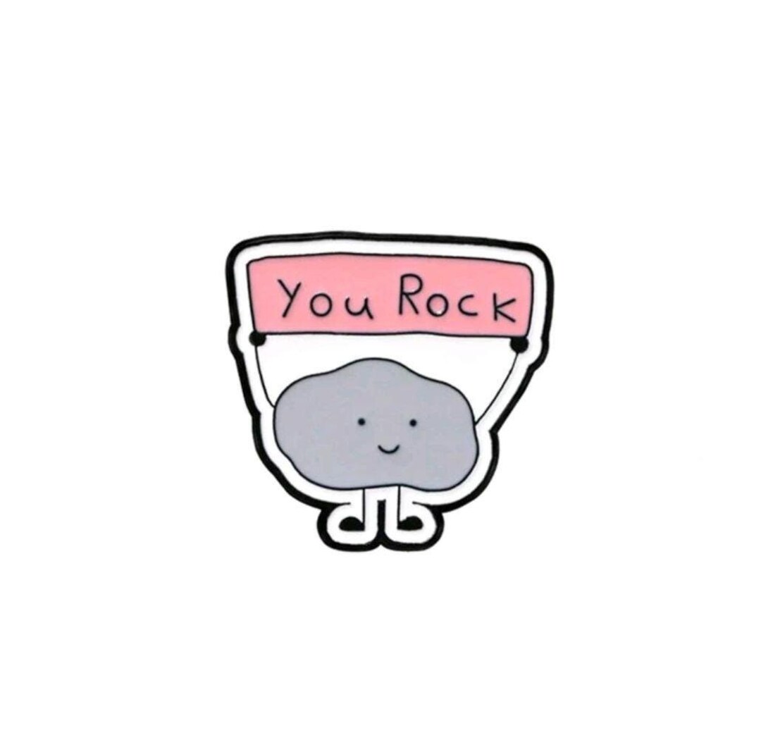 Cartoon "you Rock" Stone Pin, Encouragement Gift - Etsy