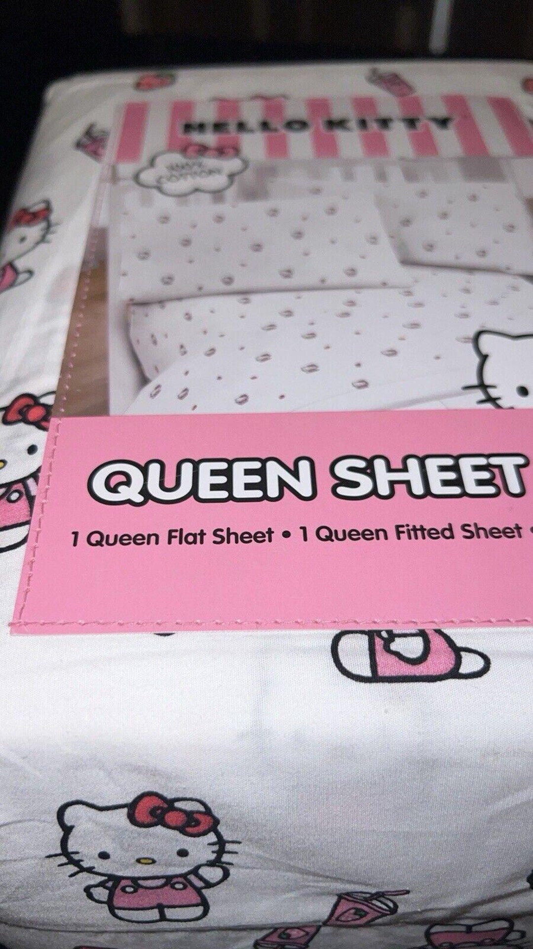 Hello Kitty 100% Cotton Strawberry Milkshake Queen Sheet Set 2024 ...