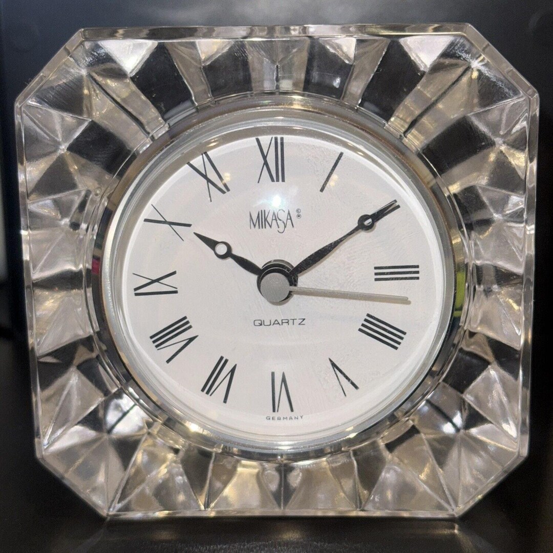 Mikasa Crystal Westminster Square Mantel Quartz Clock for Decor or ...