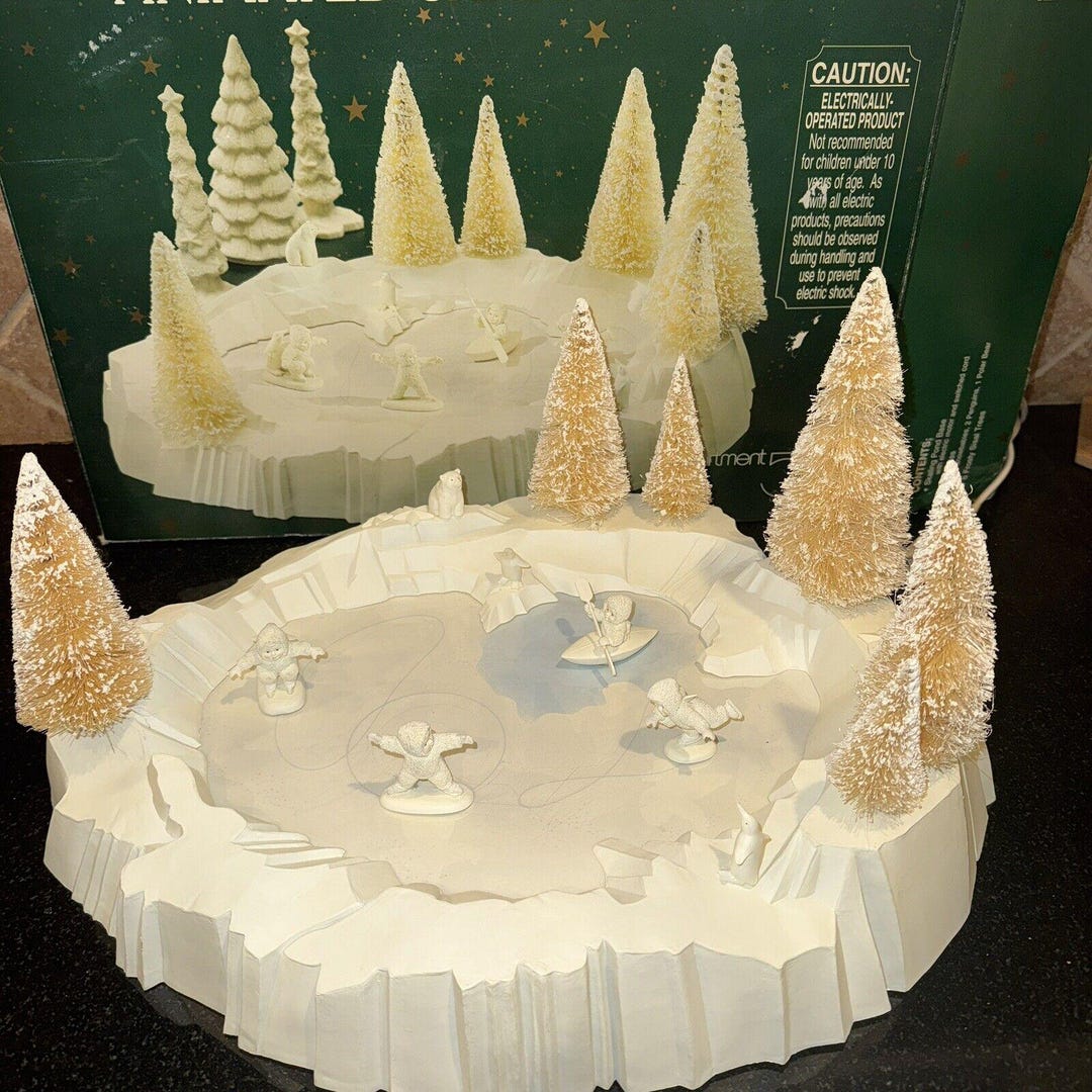 Vintage Winter Snowbabies Animated Skating Pond by Dept 56 Tested and ...