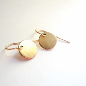 Gold Coin Earrings, Little Gold Earrings, Small Dainty Round Drops ...