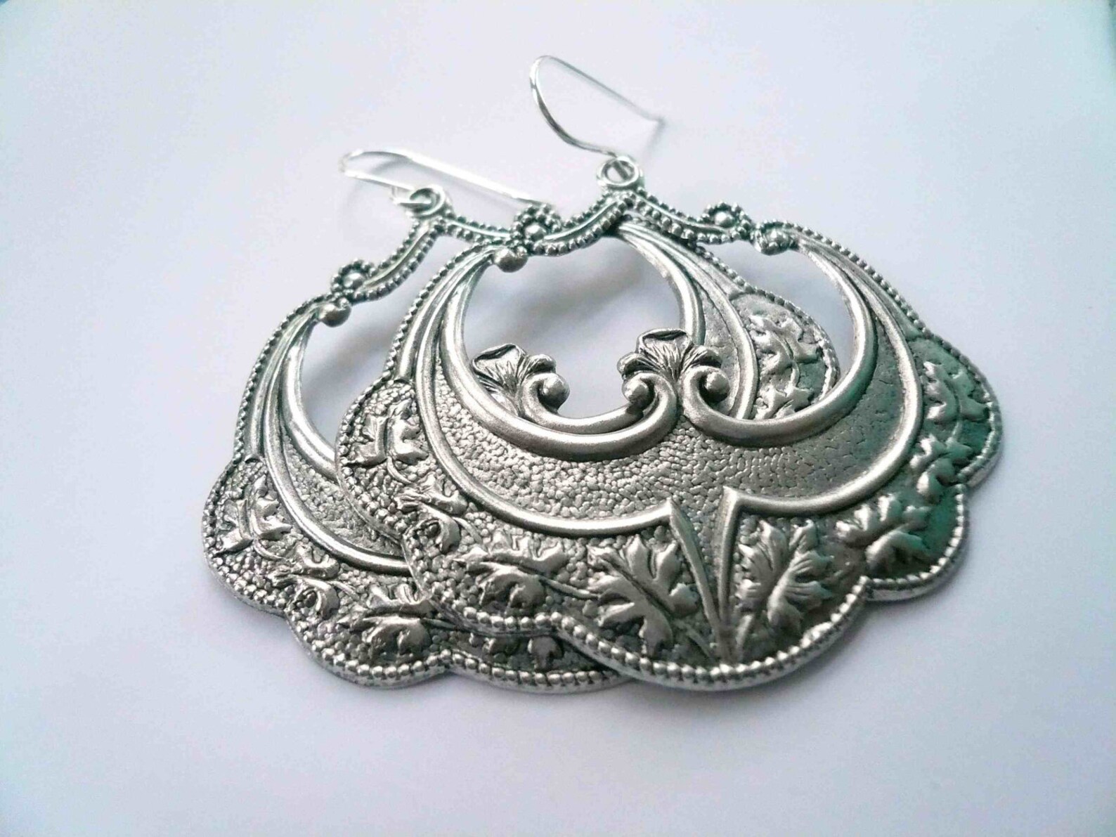 Big Boho Hoops, Bohemian Silver Hoops, Hippie Hoop Earrings, Botanical ...