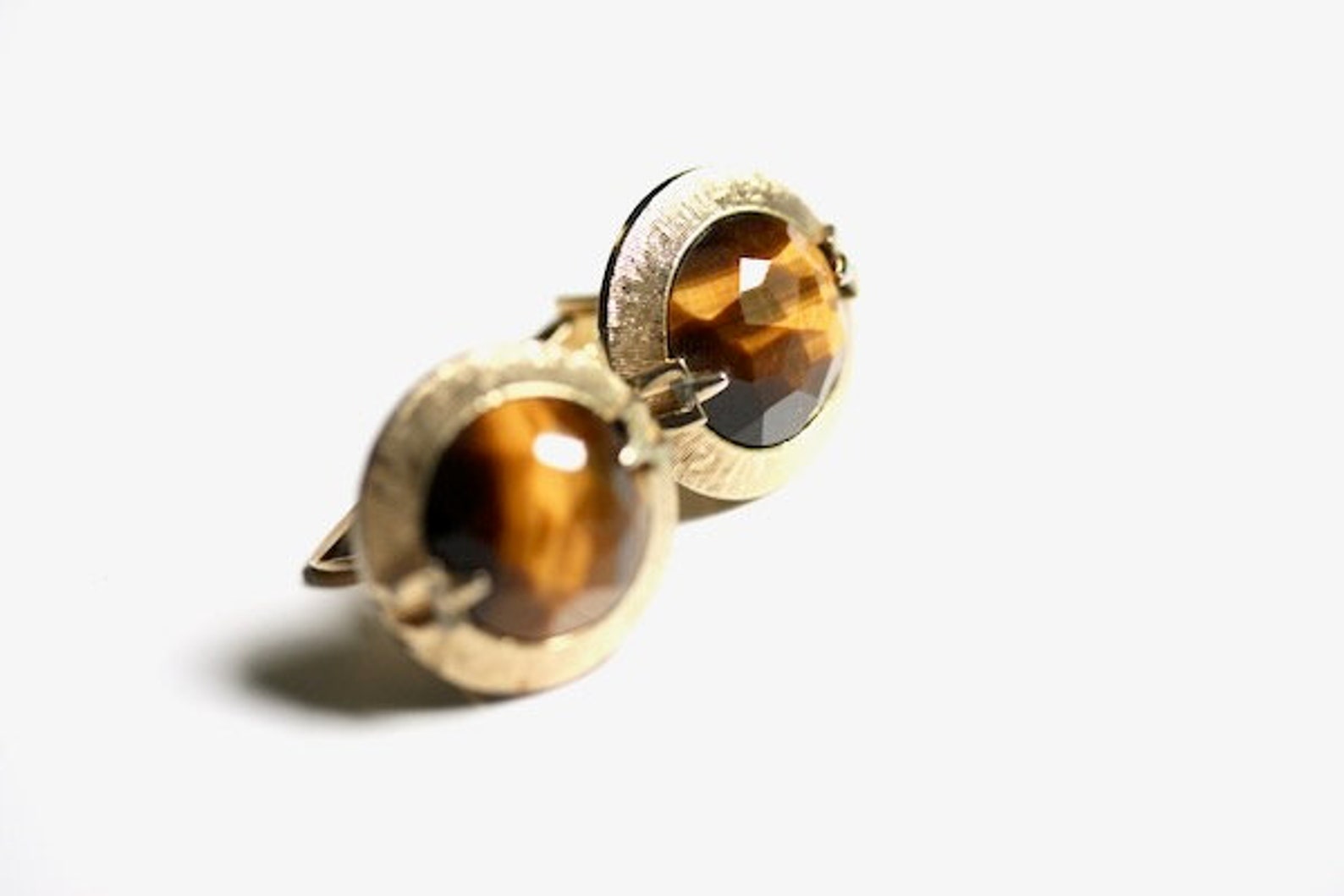 Brown Tigereye Cuff Links, Glowing Patented Vintage Cuff Links for Dad ...