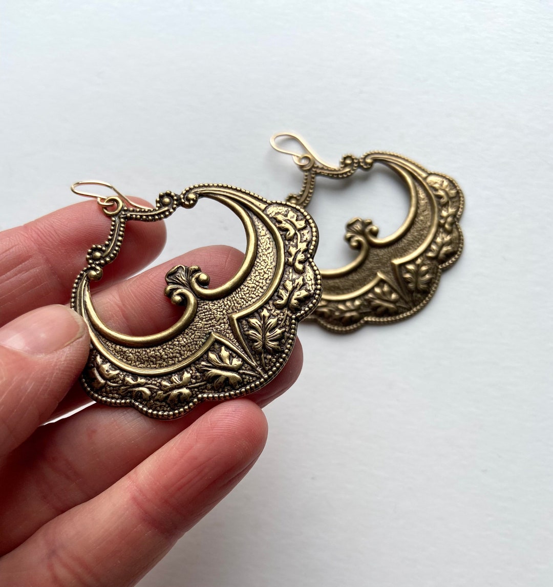 Big Boho Hoops, Bohemian Antiqued Gold Hoops, Hippie Hoop Earrings ...