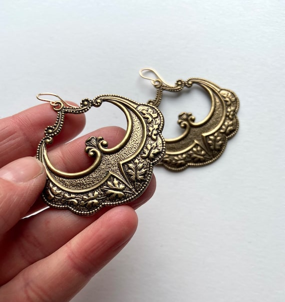 Big Boho Hoops Bohemian Antiqued Gold Hoops Hippie Hoop - Etsy
