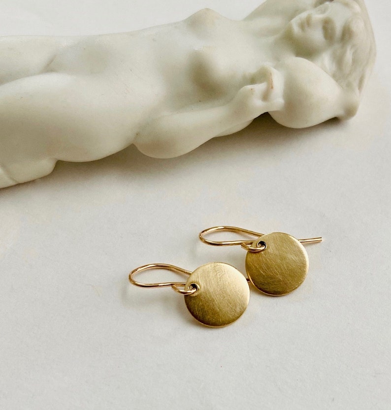 Gold Coin Earrings Little Gold Earrings Round Drop Earrings - Etsy