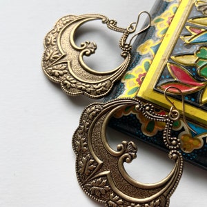 Big Boho Hoops, Bohemian Antiqued Gold Hoops, Hippie Hoop Earrings ...
