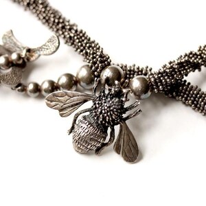 Vintage Sterling Silver Bee Necklace Bumble Bee Pendant Necklace on ...