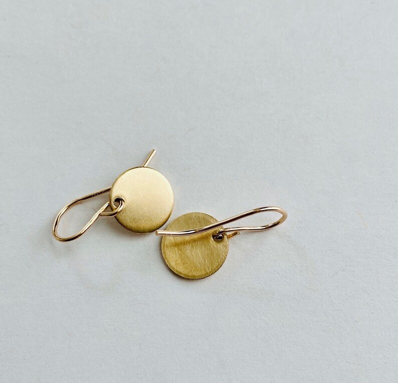 Gold Coin Earrings Little Gold Earrings Round Drop Earrings - Etsy