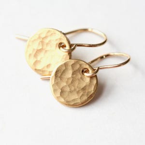 Gold Coin Earrings, Little Gold Earrings, Small Dainty Round Drops ...