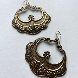 Big Boho Hoops, Bohemian Antiqued Gold Hoops, Hippie Hoop Earrings ...