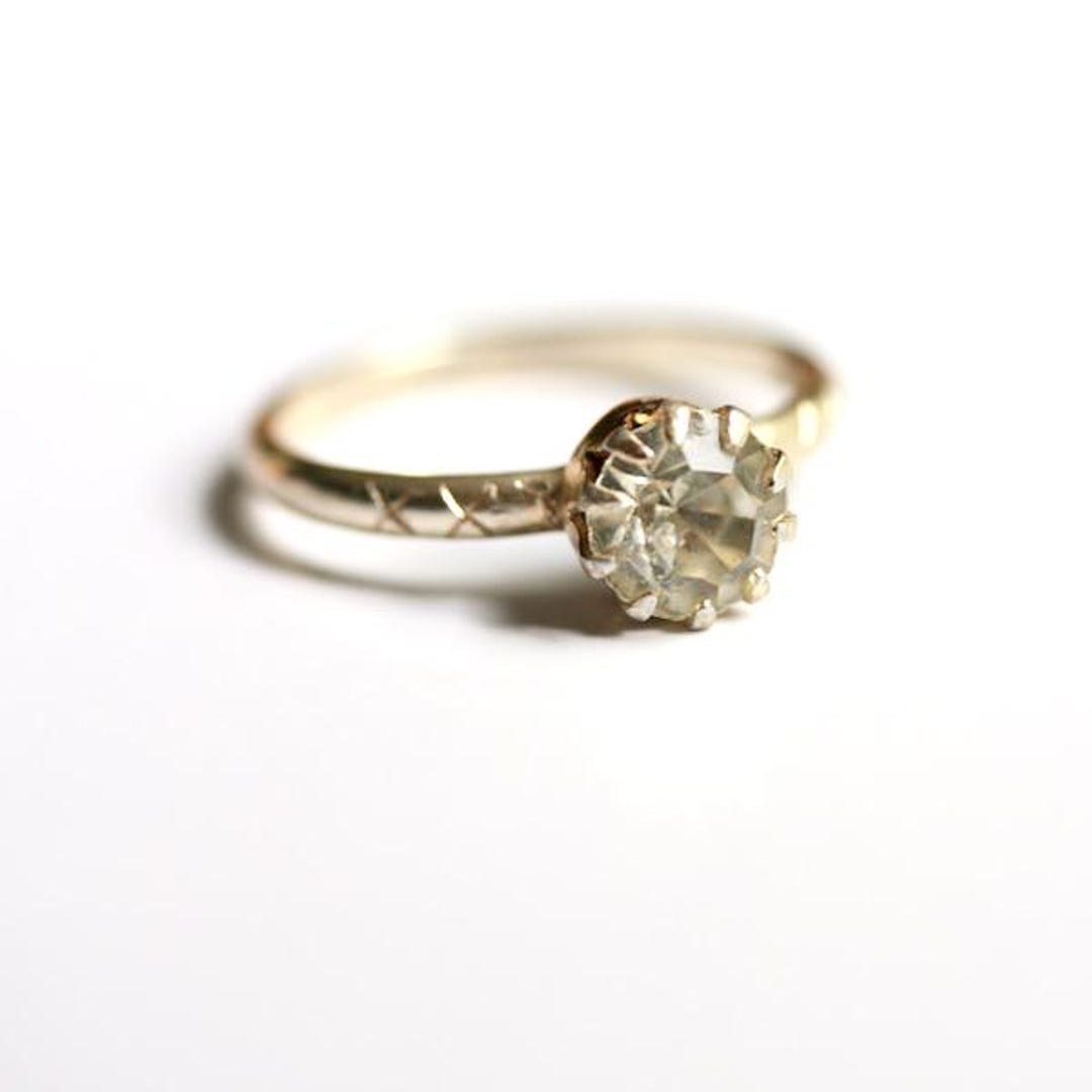 Vintage German Ring, Antique Engagement Ring, CZ Solitaire Ring ...