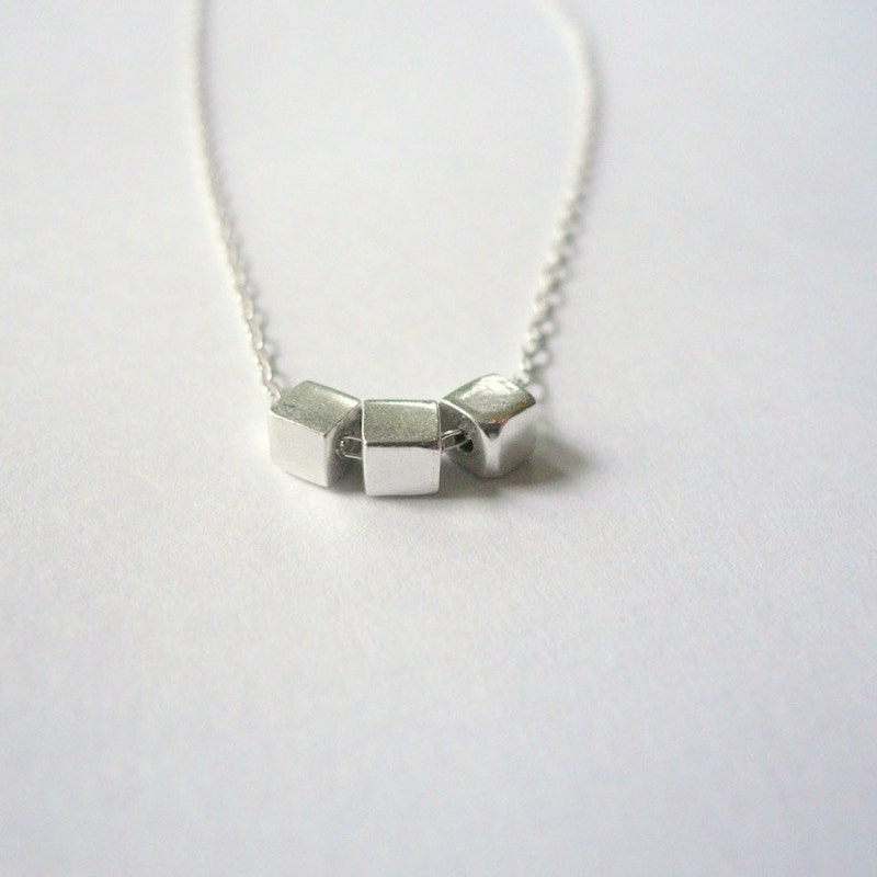 Silver Cube Necklace - Etsy
