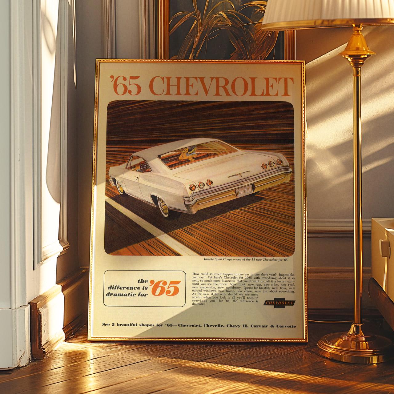 1965 Chevrolet Impala Print Ad Poster - Nostalgic Decor - Vintage Print ...