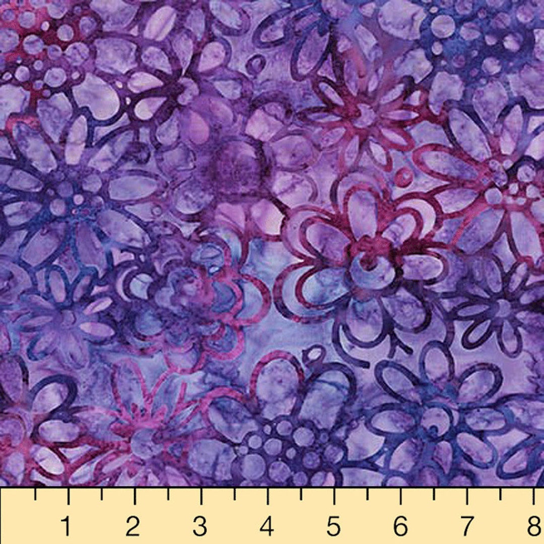 End of Bolt - POSIES 4 Liliac Batik by Robert Kaufman, Cotton Fabric ...