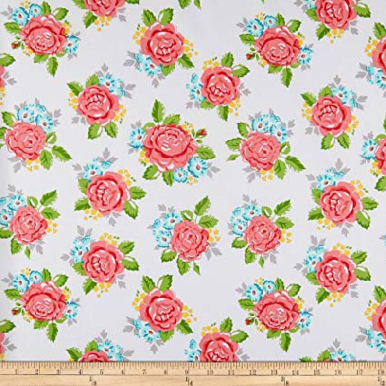 HELLO LOVELY by Riley Blake Fabrics white with dots floral | Etsy