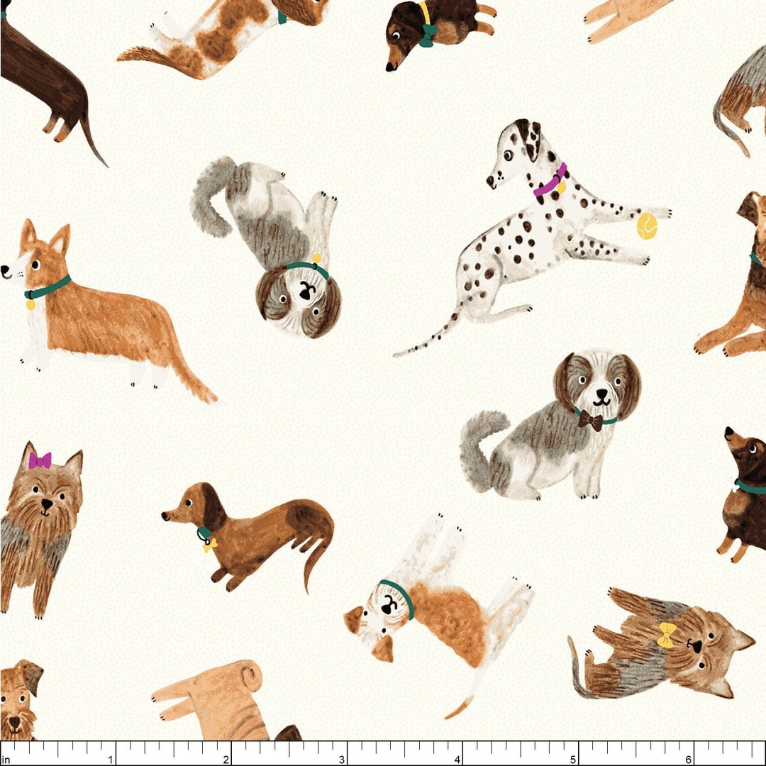 UPTOWN DOGS by Clothworks Fabrics, Tossed Dogs on Beige - Puppy - Etsy