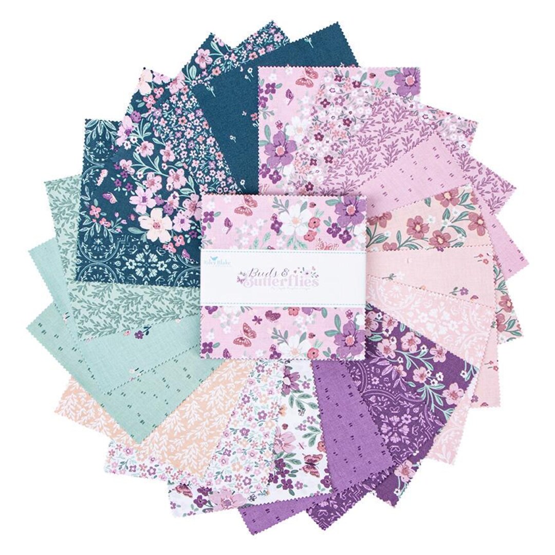 BUDS & BUTTERFLIES, Charm Pack, Layer Cake, and Jelly Roll, Precuts by ...