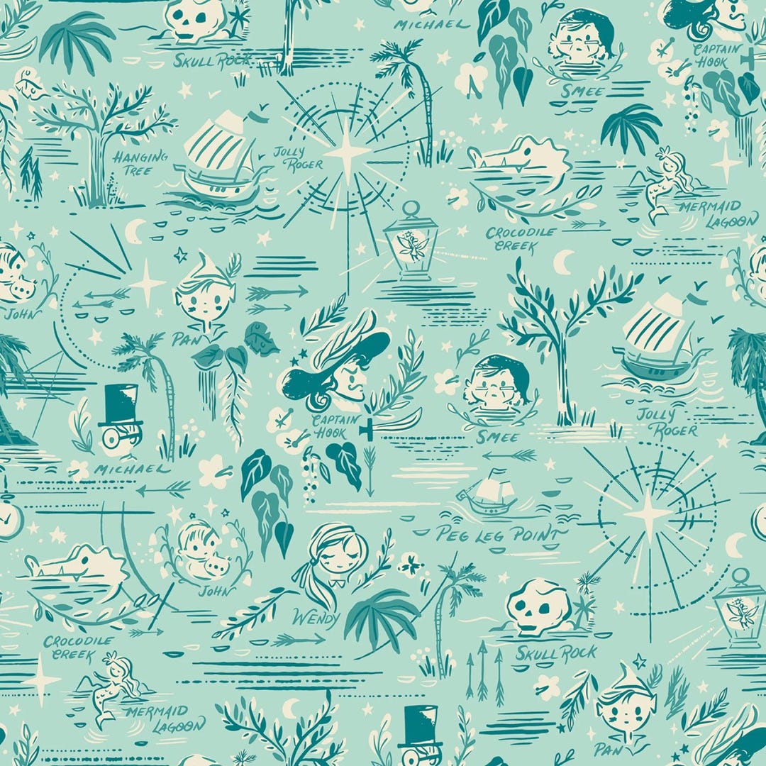 FOREVER NEVERLAND - Neverland Map Songbird by Riley Blake C15902R ...