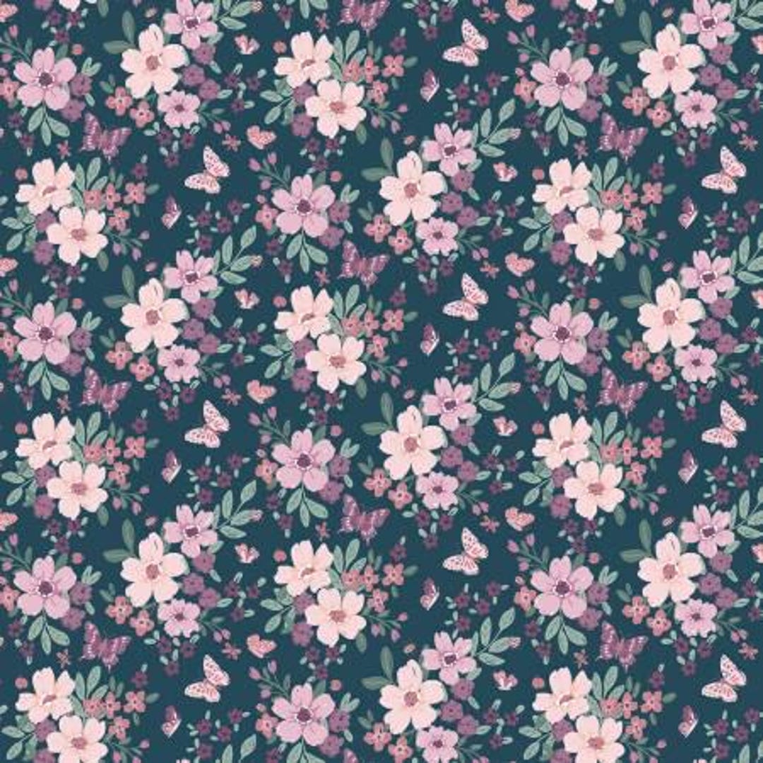 BUDS & BUTTERFLIES, Main Emerald by Riley Blake, Fabric Collection ...