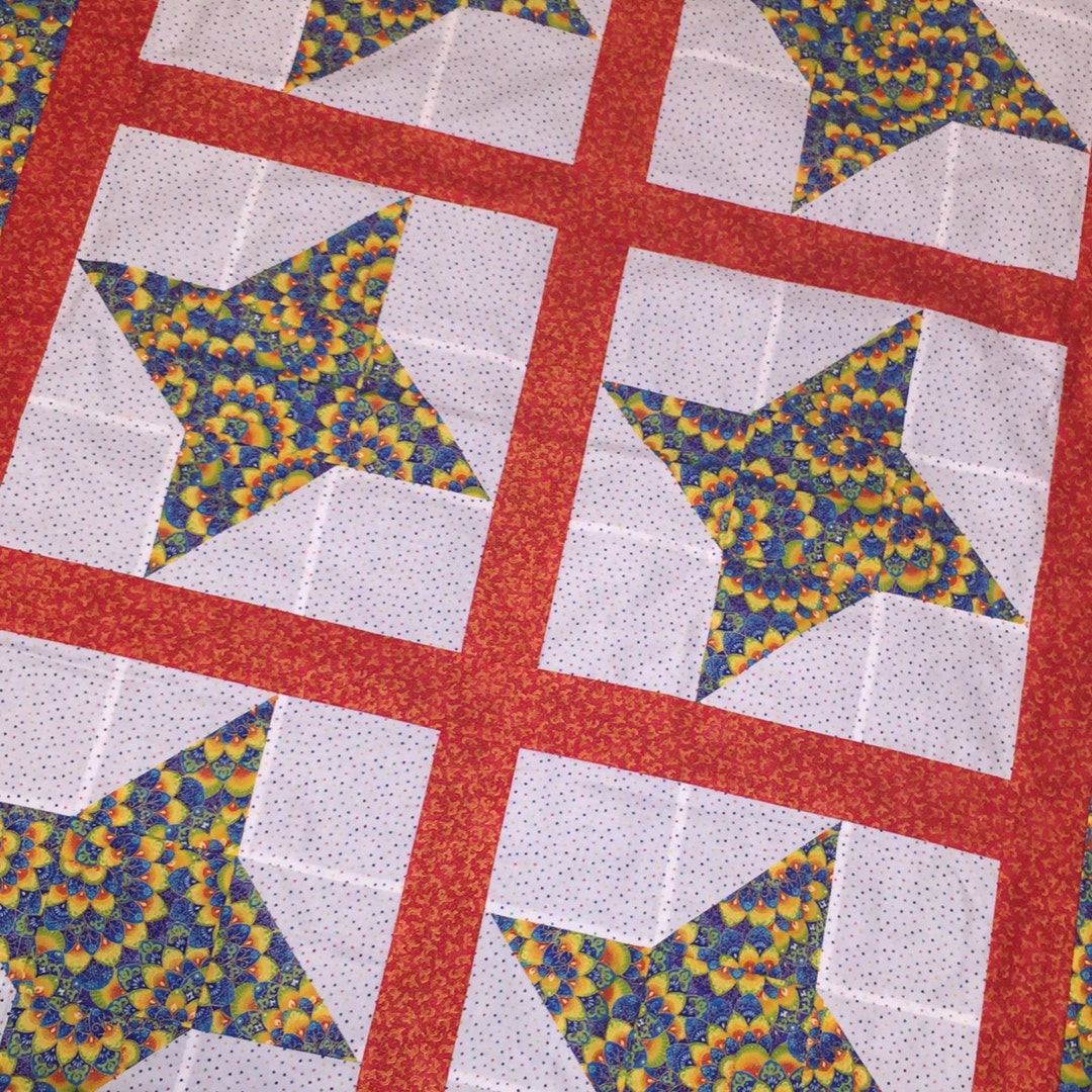 RAINBOW STARS Quilt Top 40 X 54 - Quilt Top - Handmade - Nellie J ...
