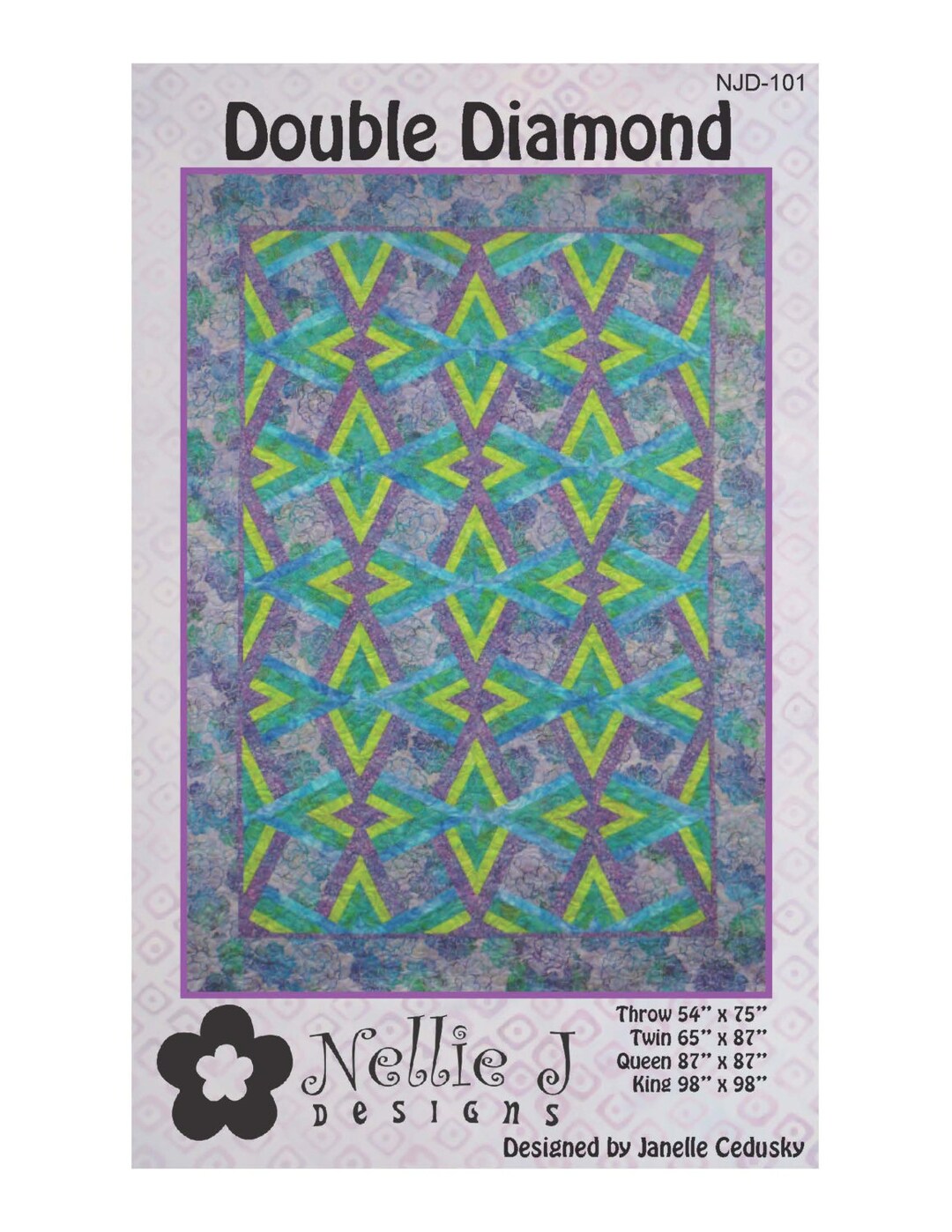 DOUBLE DIAMOND ©2008 Modern Quilt Pattern by Nellie J Designs - NJD101 ...
