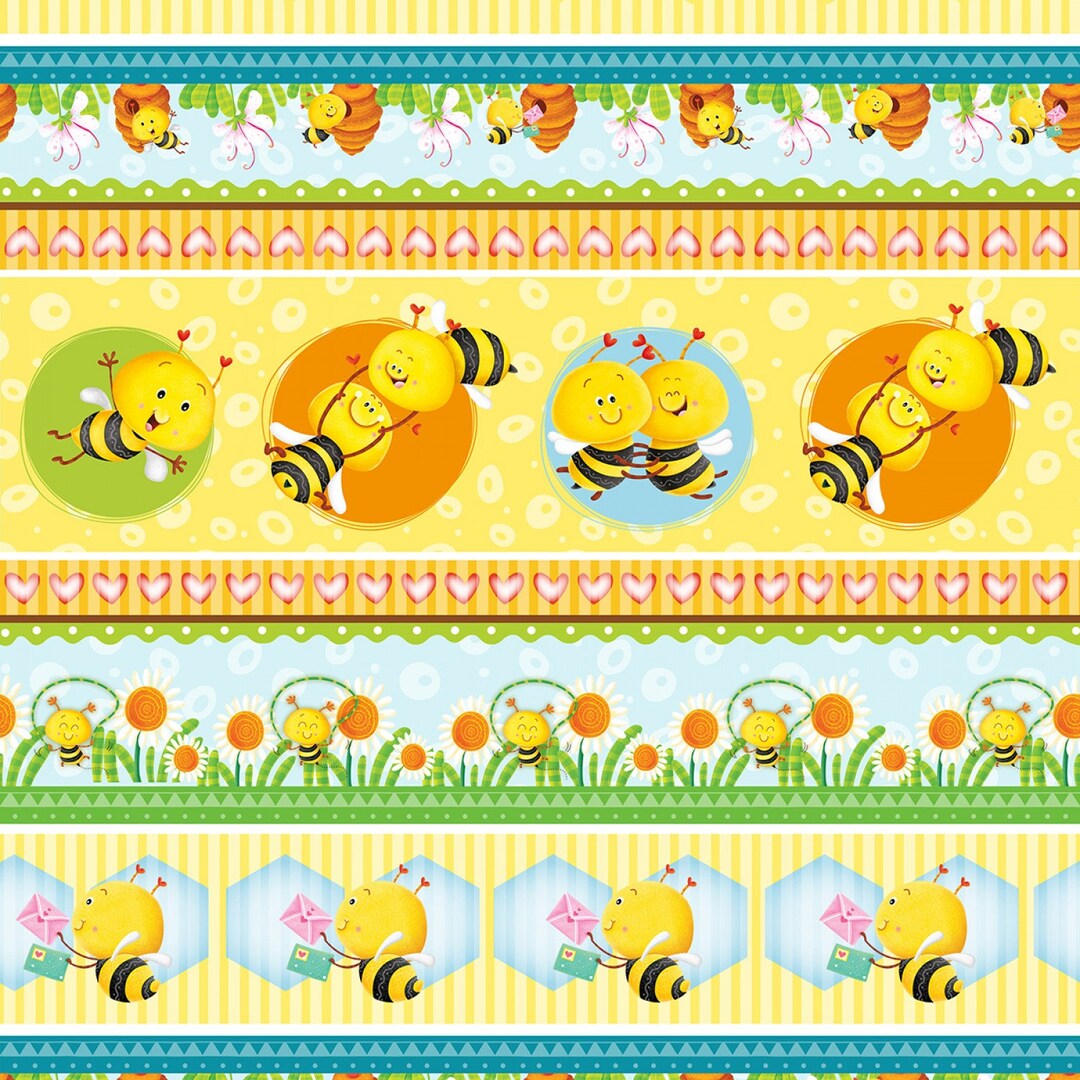 End of Bolt - YELLOW BEE STRIPE by Henry Glass, Novelty Border Stripe ...