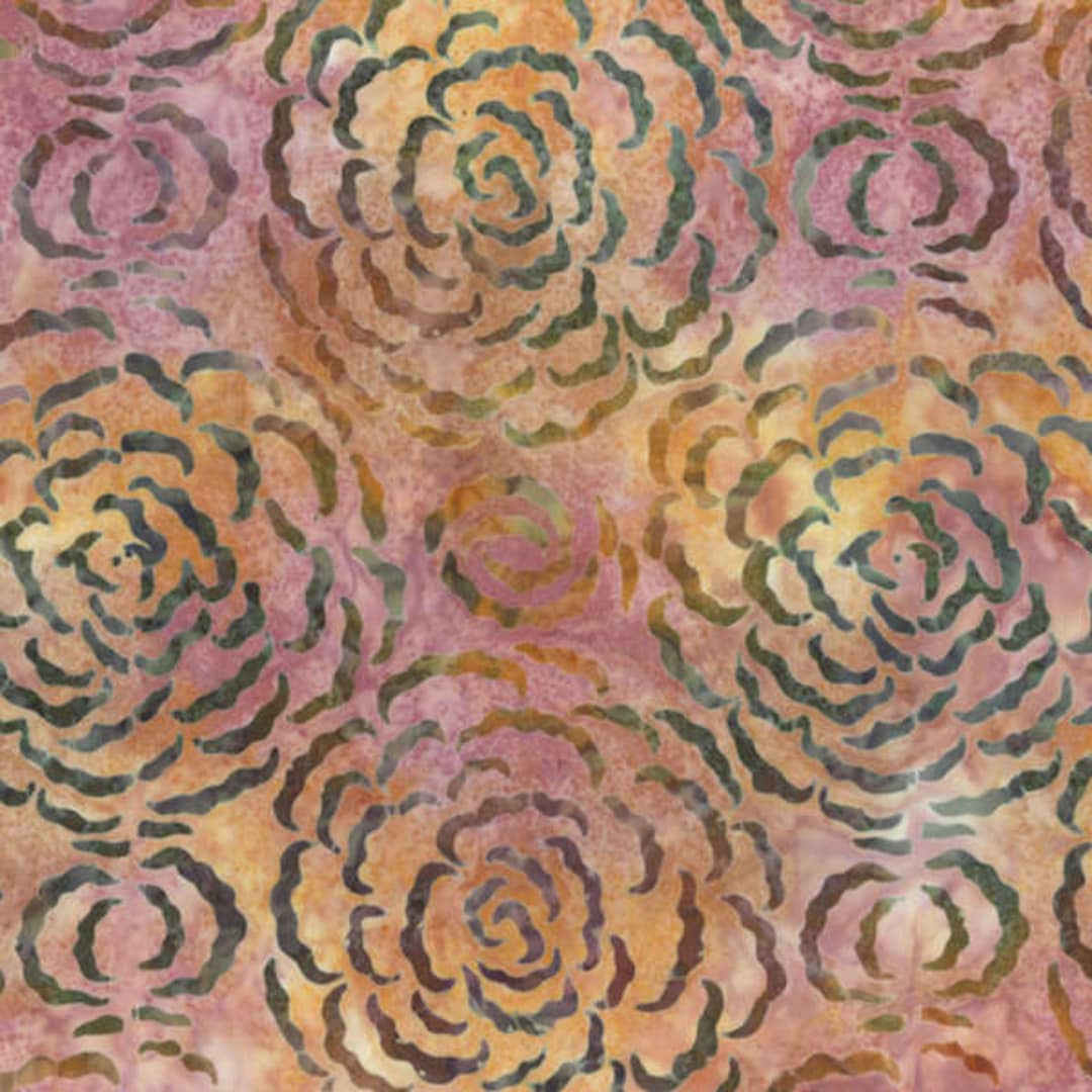 SUAVE color de rosa de onda Batik acolchado tela por Batiks bávaro 1 ...